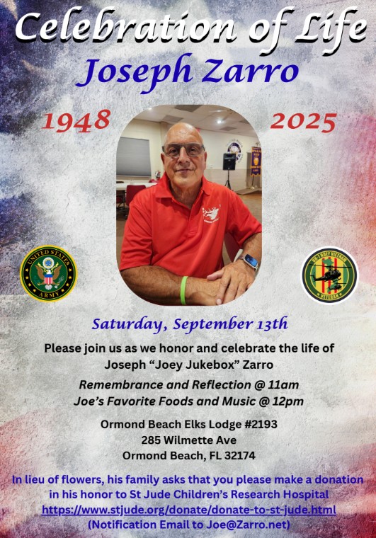 Joe Zarro - Celebration of Life - Ormond Beach Elks Lodge 2193